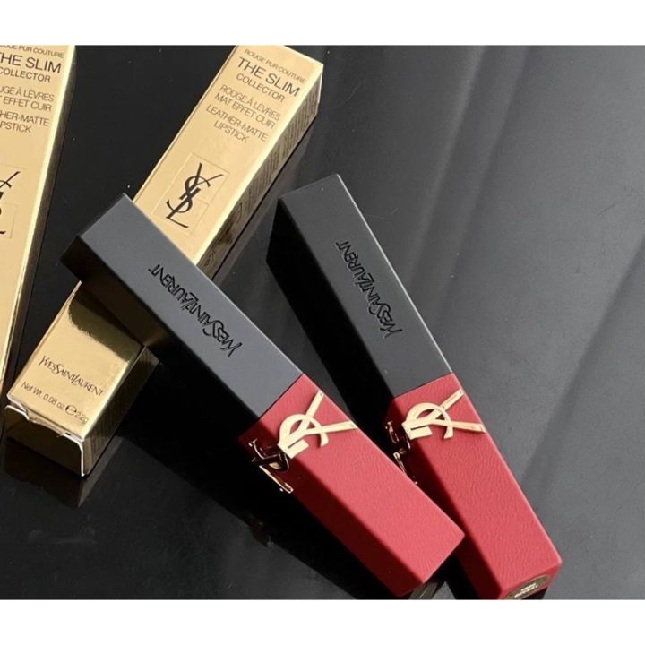 【YSL】2022 limited red leather collection edition small gold bar lipstick 💄100% original lipstick ...
