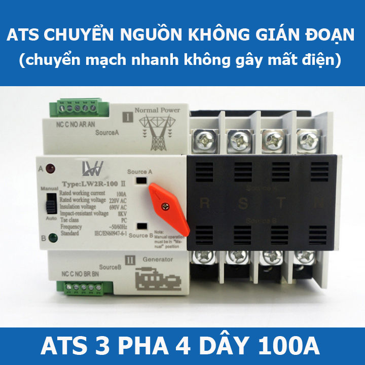 Cầu dao đảo chiều 3 Pha100A LW- bộ chuyển nguồn ats - bộ chuyển đổi hai nguồn điện tự động ...