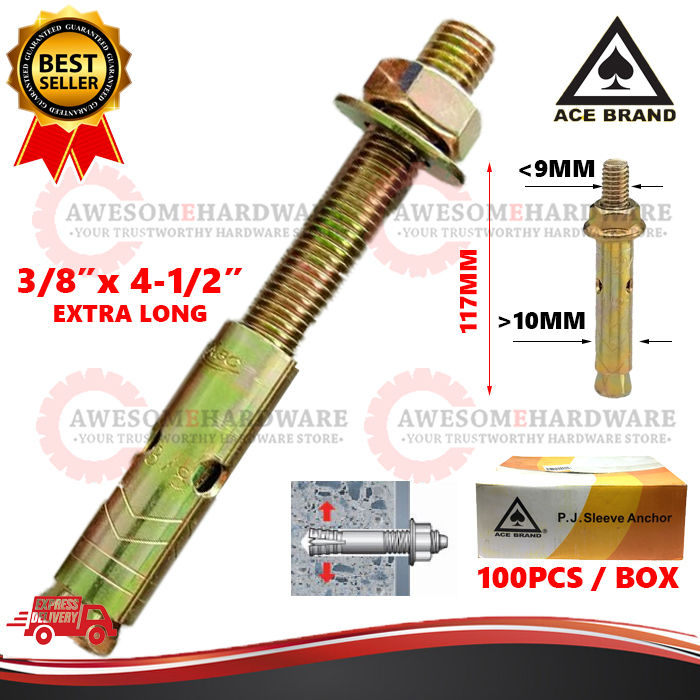 (100PCS) 3/8"x4 1/2" M12 LONG SLEEVE ANCHOR METAL WALLPLUG WALL PLUG ...