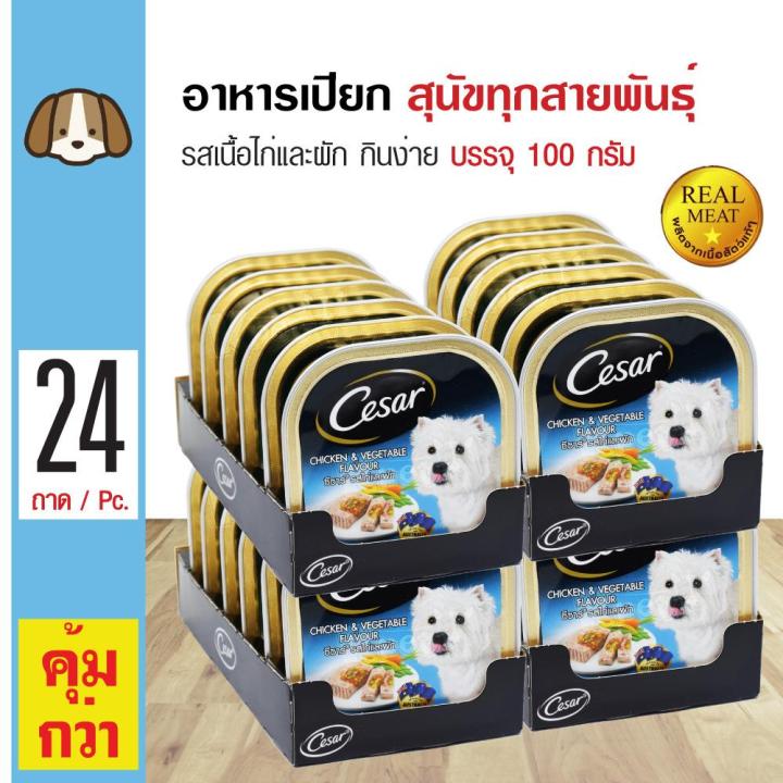 Cesar Tray Wet Food For Dog อาหารเปียกสุนัข รสเนื้อไก่และผัก สำหรับ ...