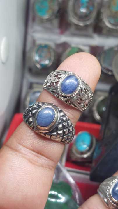 cincin batu permata blue safir burma birma 6-7mm asli/ natural | Lazada ...