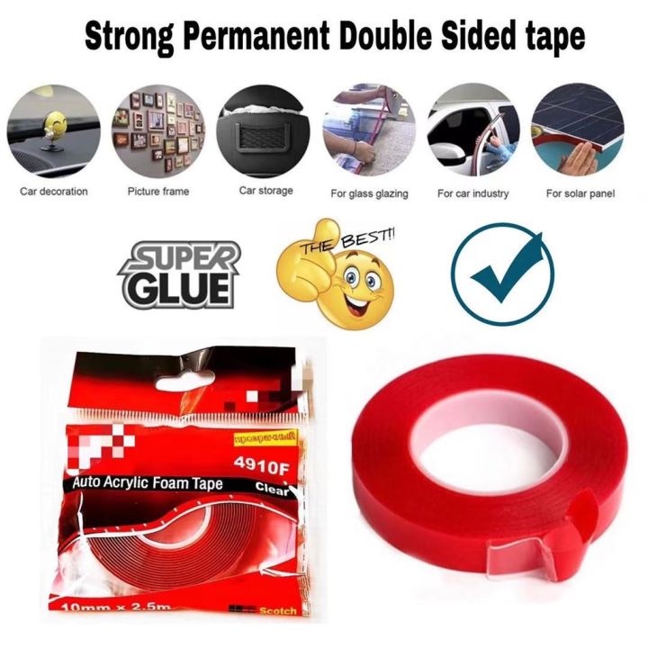 Strong Permanent Double Sided Super Self-Adhesive Sticky Tape Roll Adhesive Heavy Duty Double ...