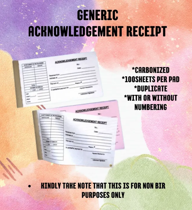 ACKNOWLEDGEMENT RECEIPT, COLLECTION RECEIPT, PROVISIONAL RECEIPT ...
