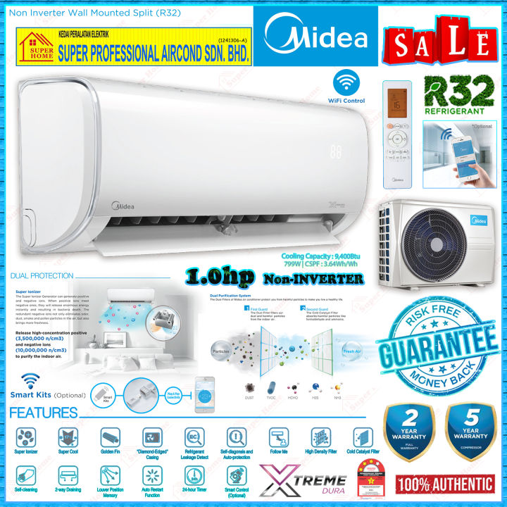 Midea 1.0hp Non Inverter Aircond MSGD-09CRN8 ((Xtreme Dura)) R32 Non-Inverter Air Conditioner ...