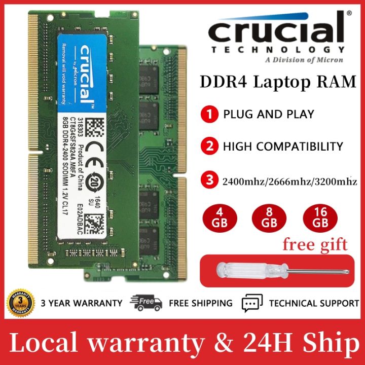 Local Stock Crucial DDR4 RAM Laptop Memory So-dimm 8GB 4GB 16G 2400MHZ 2666MHZ 1.2V 260pin For ...