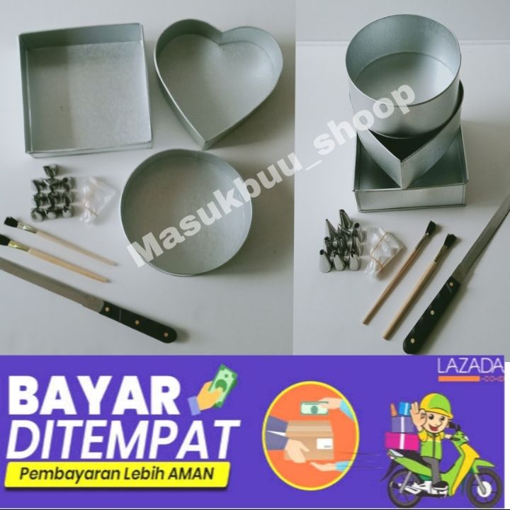 loyang set bolu/loyang serba guna 3 jenis loyang bolu bulat,kotak,love ...