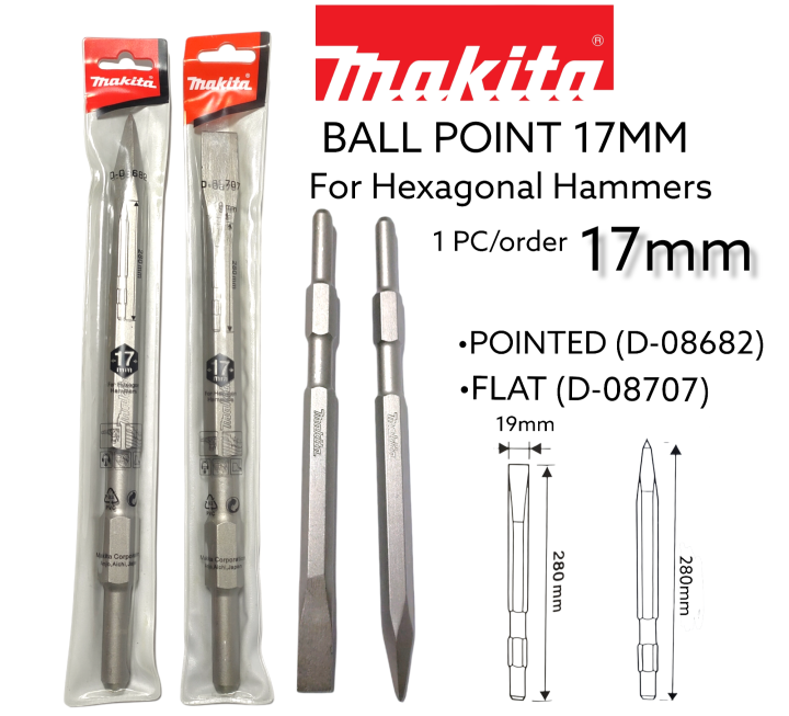 Original Makita 17mm Hexagonal Bull Point (Flat/Pointed) Chisel 1 PC ...