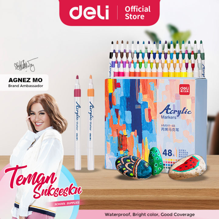 Deli Spidol Akrilik / Acrylic Marker 48 colors HM911 | Lazada Indonesia