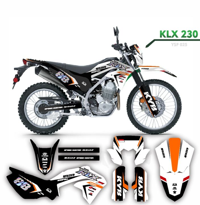 decal fullbody sticker klx 230 motif putih hitam kombinasi cutting holo ...