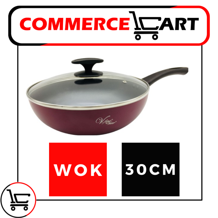 Vantage V-Fine 30cm Non-stick Aluminum Diamond-Coating Wok with lid ...