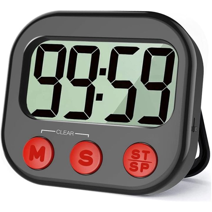 Kitchen Timer, Digital Visual Timer Magnetic Clock Stopwatch Countdown Timer, Large LCD Screen ...