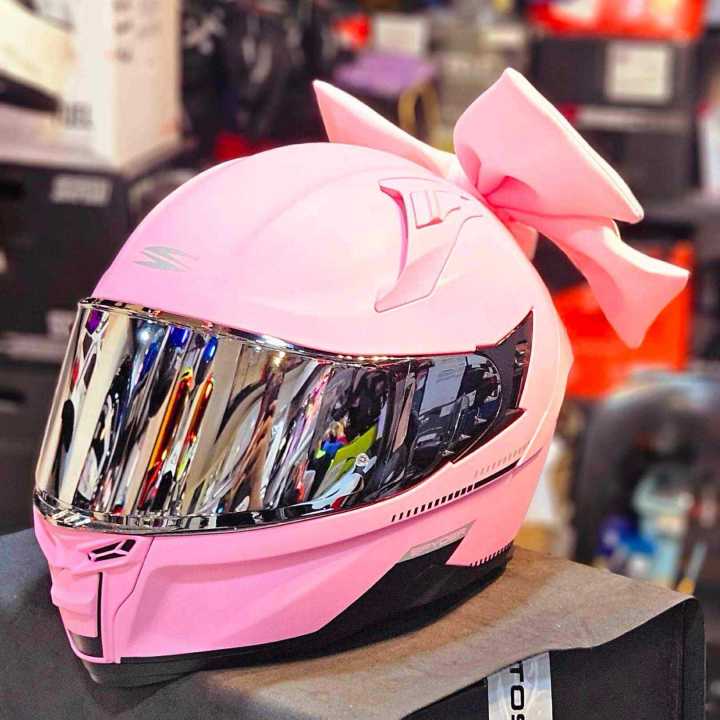 Spyder Fury Full Face Dual Visor Helmet Purple/Pink with Ribbon | Lazada PH