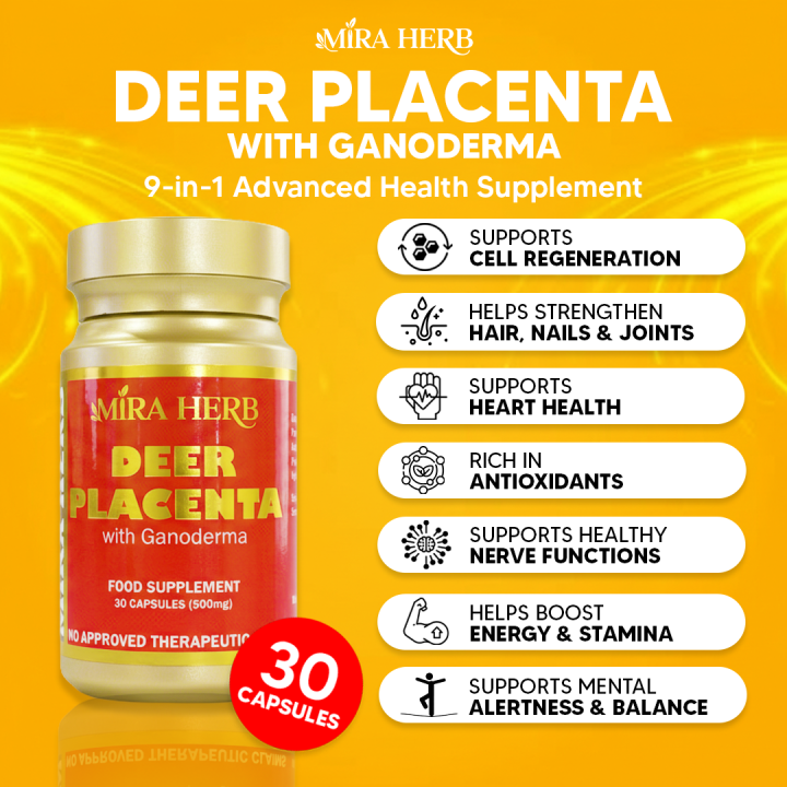 Mira Herb Deer Placenta with Ganoderma, Marine Collagen, Vitamin C ...