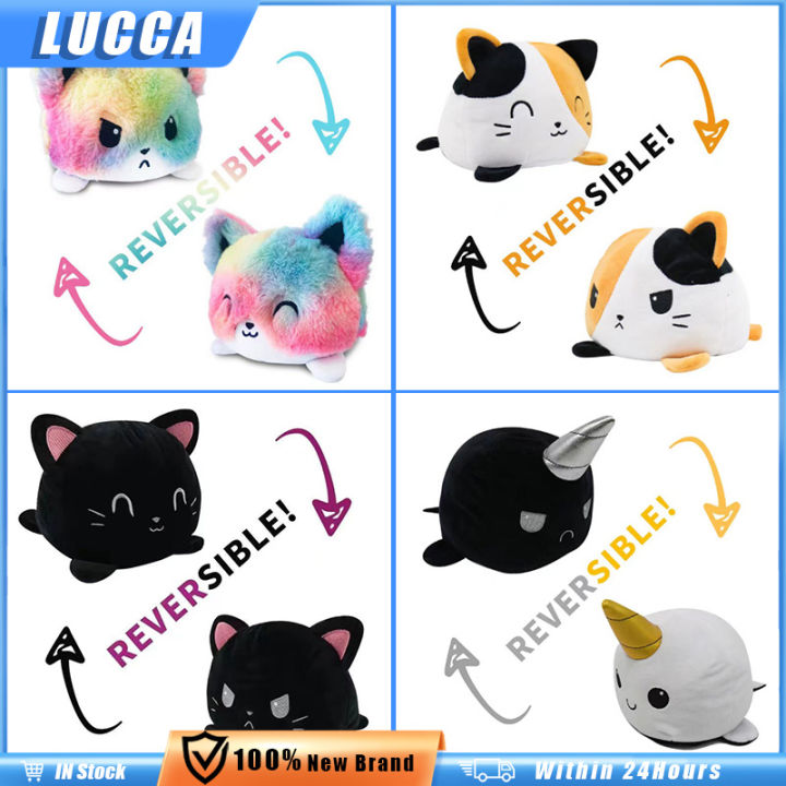 Reversible Cat Stuffed Toy Soft Simulation Double-sided Color Flip ...