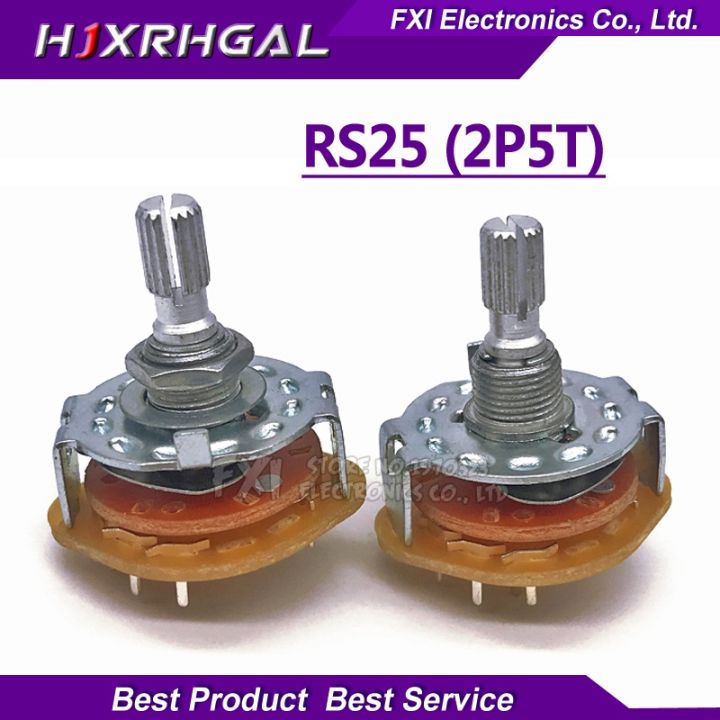 2PCS RS25 Band switch 2P5T Mount Rotary Switch Selector Band 2 Pole 5 ...