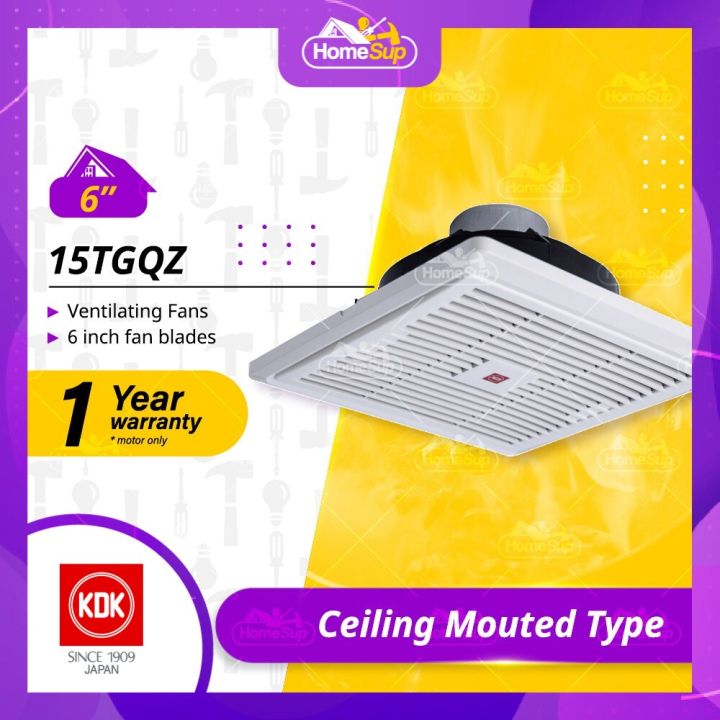 KDK Ventilating Fan 15TGQZ (6 Inch - fan blade) Ceiling Mounted Type ...