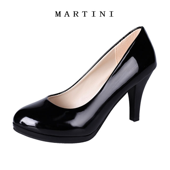 Martini 3 inches High Black Glossy Platform Heel Pumps for Women ...