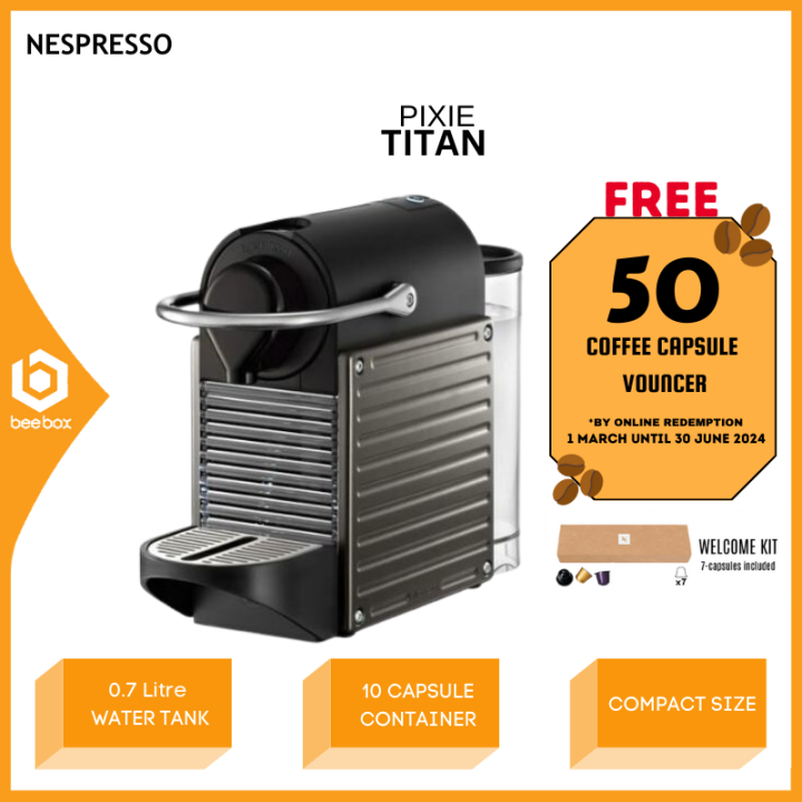 Nespresso C61-ME-TI-NE Pixie Electric Titan Coffee Machine - C61METINE ...