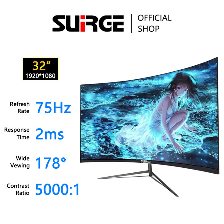 SUIRGE Monitor 32" Curved 3000R 1080P HD No Border IPS Panel Gaming ...