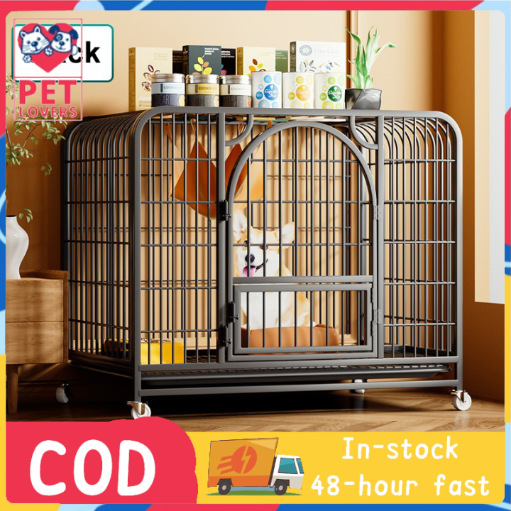 Mobile Square Tube Wire Dog Cage Large Metal Cage With Tray Pet Cage ...