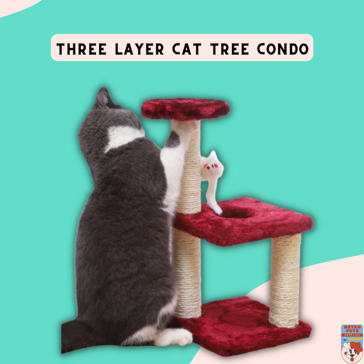 Three Layer Cat Climbing Scratch Tower Scratching Post Tree Cat Tree ...
