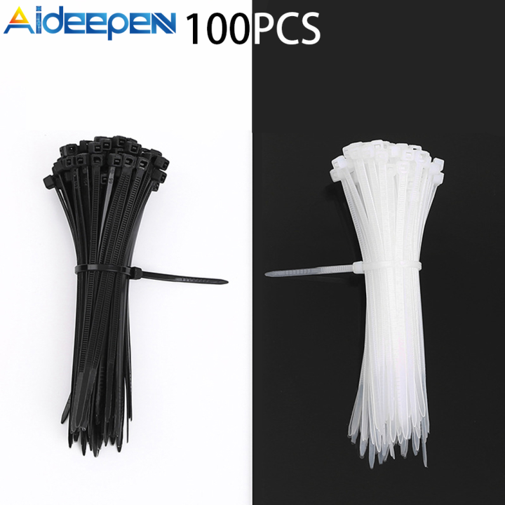 Aideepen 100pcs Black Nylon Cable Tie 2.5x100mm/2.5x150mm/2.5x200mm ...