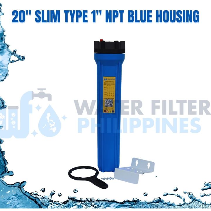 Water Filter SLIM Blue Housing Only, 1 pc 20" HEAVY DUTY IDEAL FOR ...