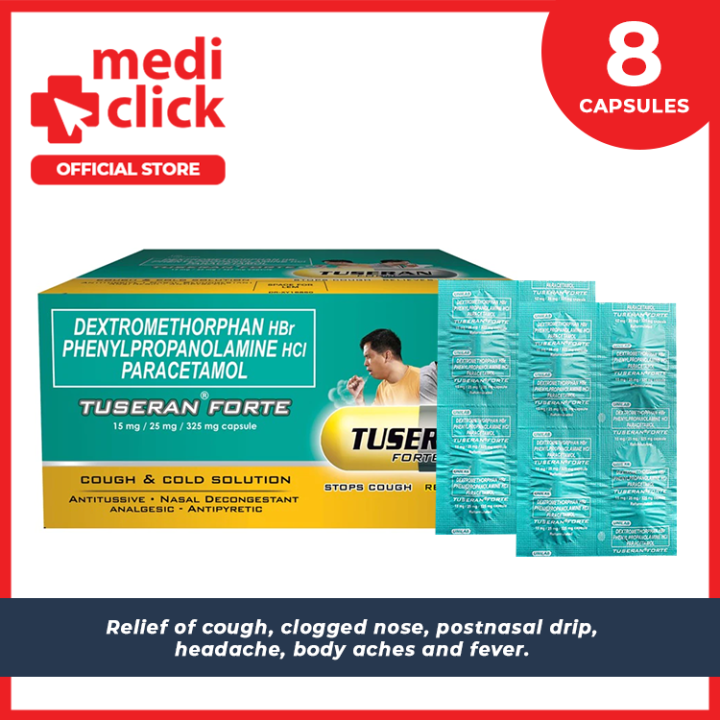Tuseran Forte 15mg/25mg/325mg - 8 CAPSULES | Lazada PH