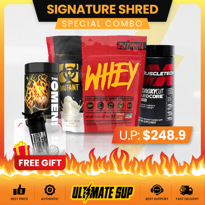 Combo SIGNATURE SHRED STACK, Mutant Whey 5lb + JNX Omen 100c + Hydroxycut Elite 110s, Fat loss ...