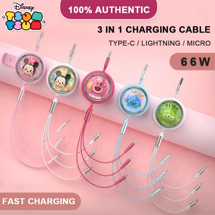 (3 in 1)66W 100% Authentic Disney Cable Fast Charging Lightning Cable ...