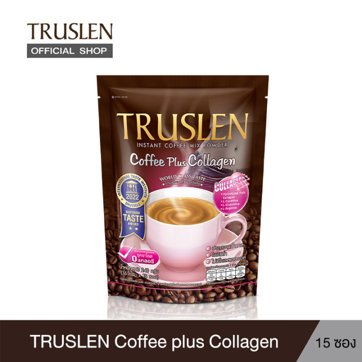 TRUSLEN COFFEE PLUS COLLAGEN ทรูสเลน คอฟฟี่ พลัส คอลลาเจน (1 ถุงมี 15 ...