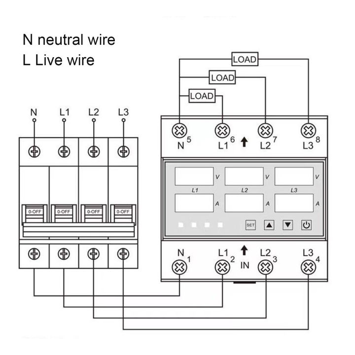 Adjustable Overcurrent Protector 3 Phase Voltmeter 3 Phase DIN Rail ...