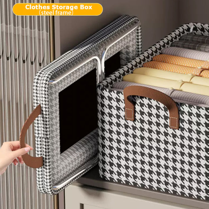 30L Steel Foldable Thickened Large Clothes Storage Box Wardrobe Closet ...