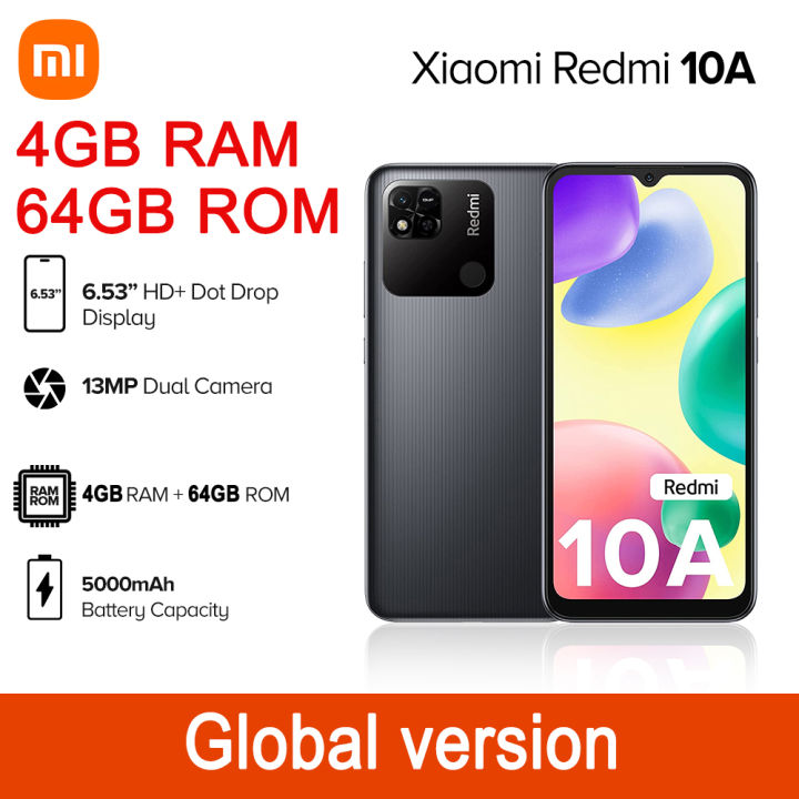 Original XIAOMI Redmi 10A Smartphones 4GB RAM 64GB ROM 6.53" Display ...