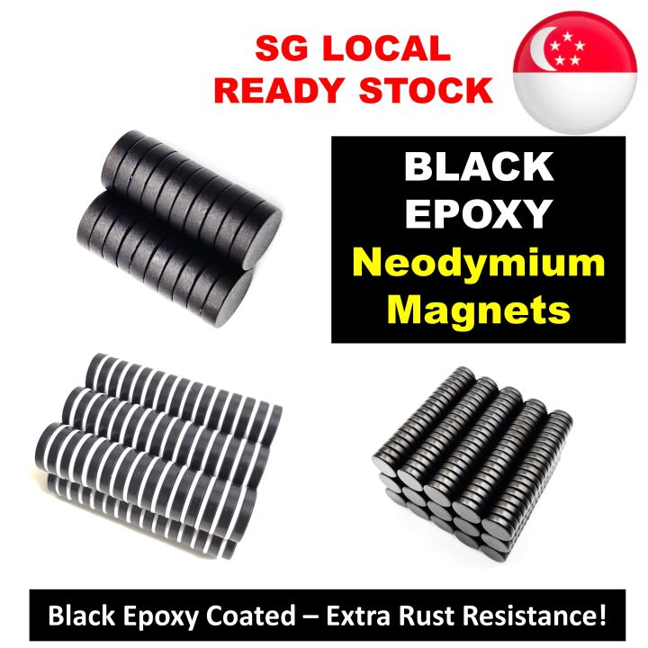 Black Epoxy Magnets - Neodymium Black Coated Epoxy Circular Round ...