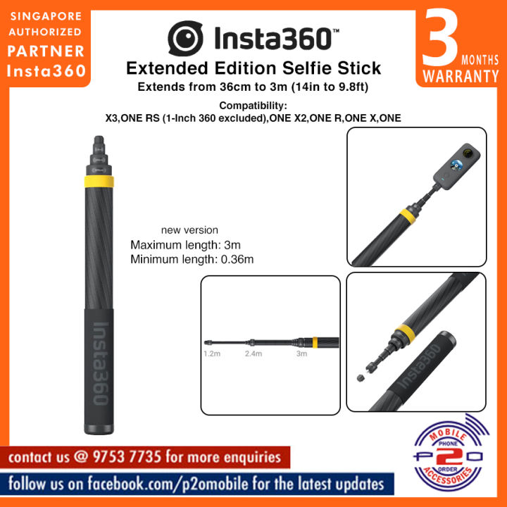 Insta360 Extended Edition Selfie Stick (Extends from 36cm to 3m ...