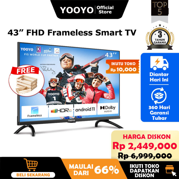 YOOYO Smart TV 43 Inch 4K HDR10 UHD Android 11 | DBX-TV | Dolby AUDIO | Google TV | Asisten ...