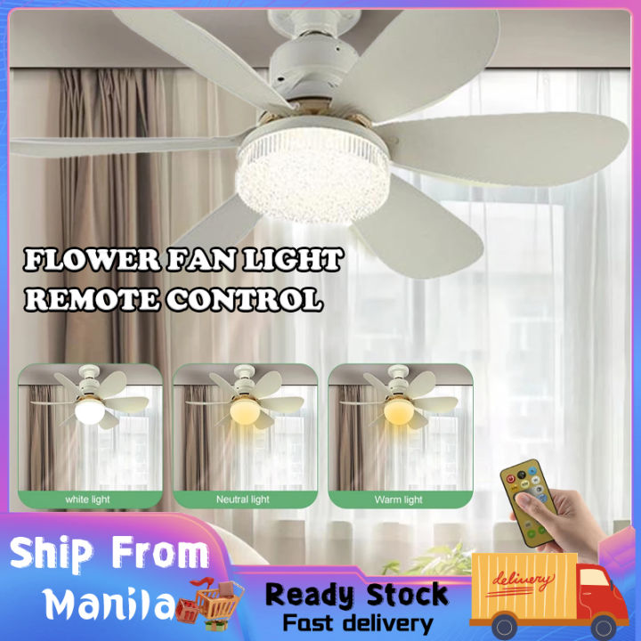 HL 40W flower-shaped fan light 6-blade ceiling fan with remote control ...