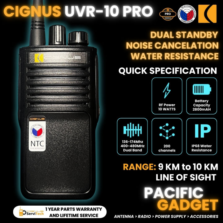Cignus UVR10 Pro 10Watts Dual band Water Resistance Two Way Radio ...