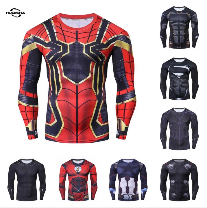 Marvel Superhero Compression Jersey Fashion Casual Long Sleeve Men T ...