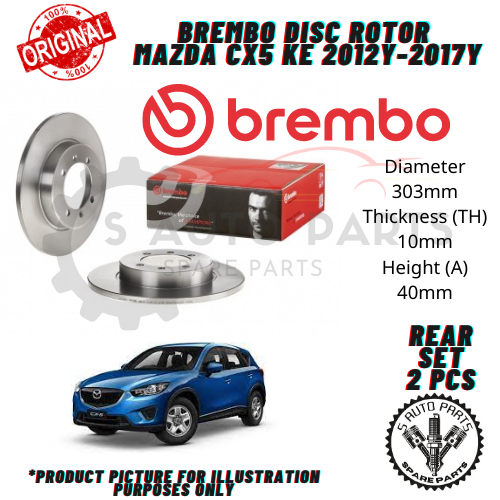 MAZDA CX5 KE 2012Y-2017Y REAR BREMBO BRAKE DISC ROTOR | Lazada