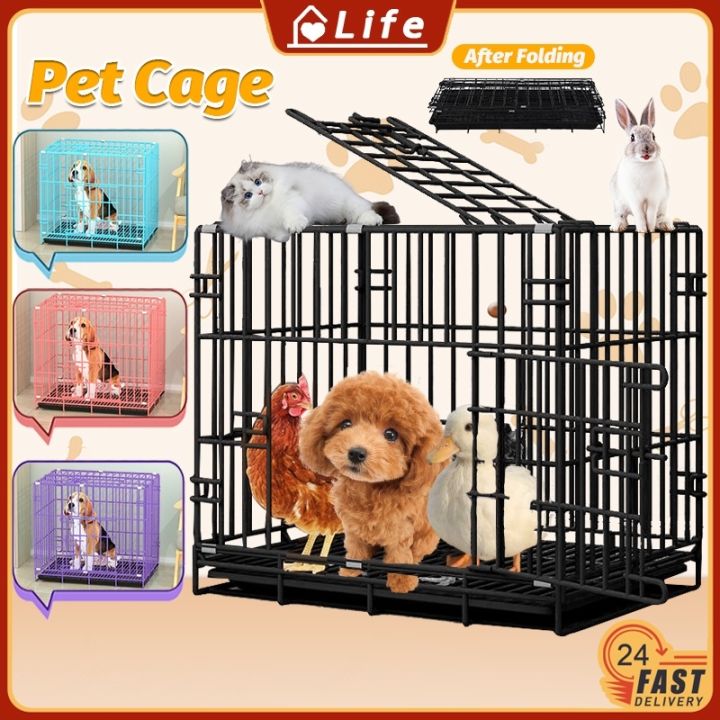 【COD Ready Stock】 Heavy Duty Pet Cages Foldable Dog Cage With Poop Door ...