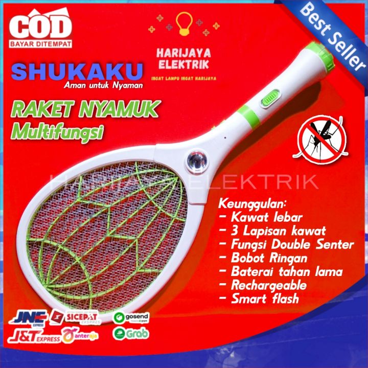 SHUKAKU RAKET NYAMUK LISTRIK MULTIFUNGSI SKU 829 SENTER RECHARGEABLE ...