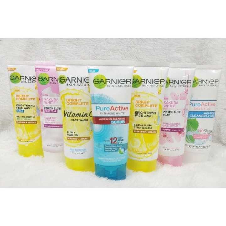 Garnier Facial Foam Bright Complete/Pure Active Scrub/Sakura White ...