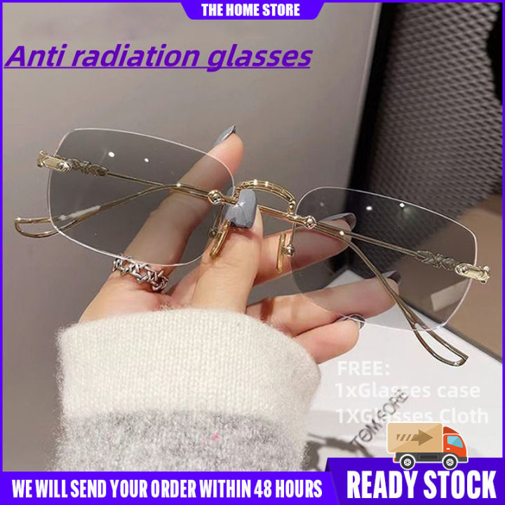 Photochromic Anti Radiation Rimless Eyeglasses For Women Men Transition ...