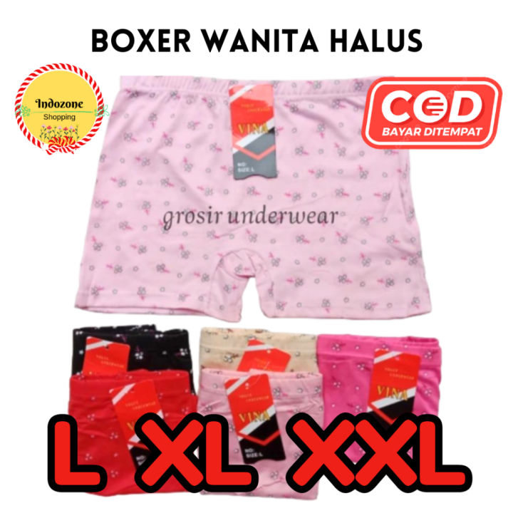 3 PCS CELANA DALAM BOXER SHORT WANITA PEREMPUAN CEWEK DEWASA ABG VINA ...