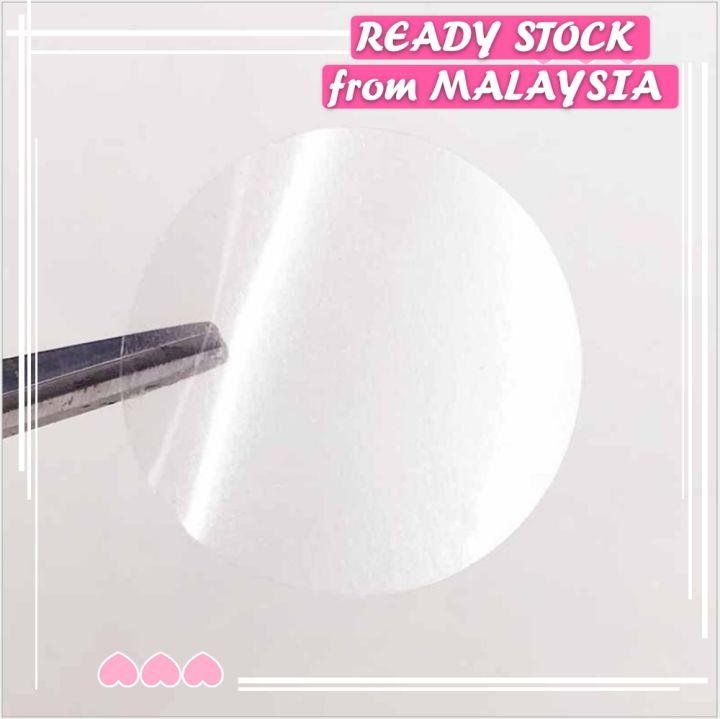 PACWRAP 40mm Crystal Clear Round Transparent Adhesive Stickers Label ...