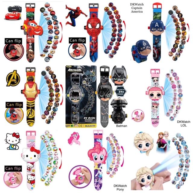 Children Cartoon Projector Watch Projection Avengers Batman Hello Kitty ...