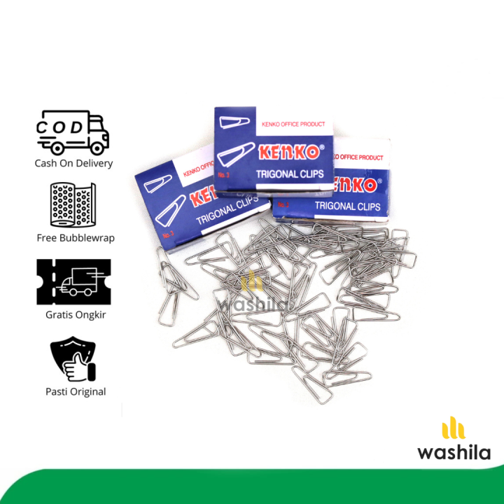 KENKO Paper Clip TRIGONAL CLIP No. 3 KLIP KERTAS - 1 BOX | Lazada Indonesia