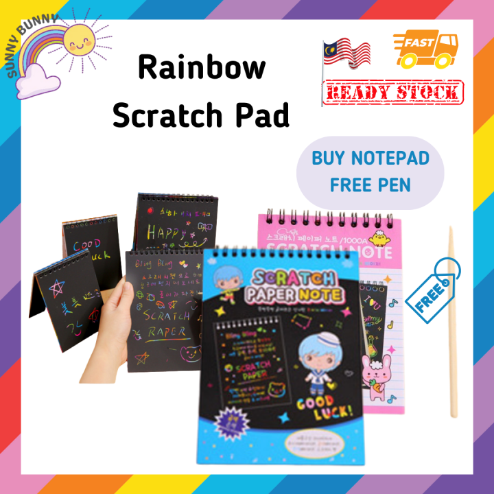 SUNNYBUNNY Rainbow Scratch Note Art Book DIY Drawing Book Magic Drawing ...
